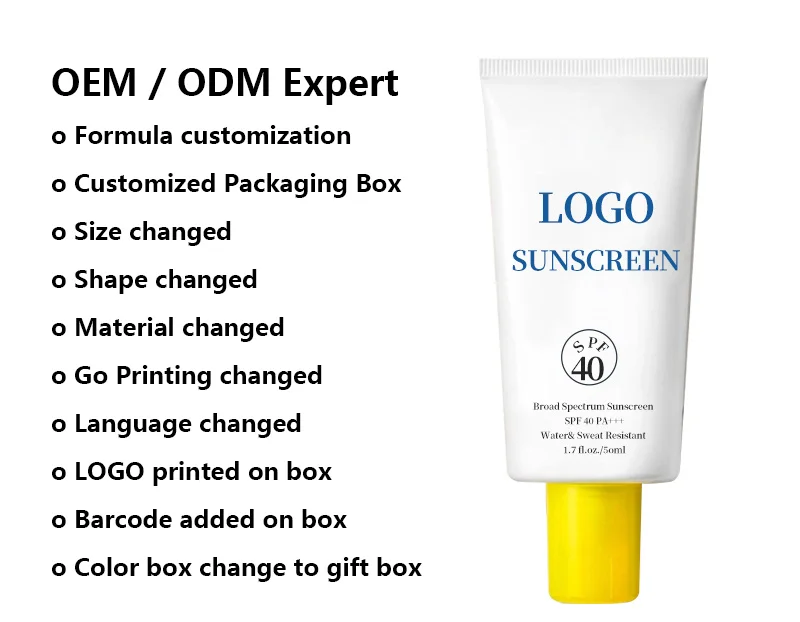 Custom Sunscreen Cream Protector Facial Solar Sunblock Spf 40 Pa+++ Gel ...