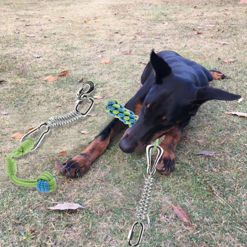 Tether Outdoor Dog Toy - Heavy Duty Spring Pole Pitbull Tug Toy