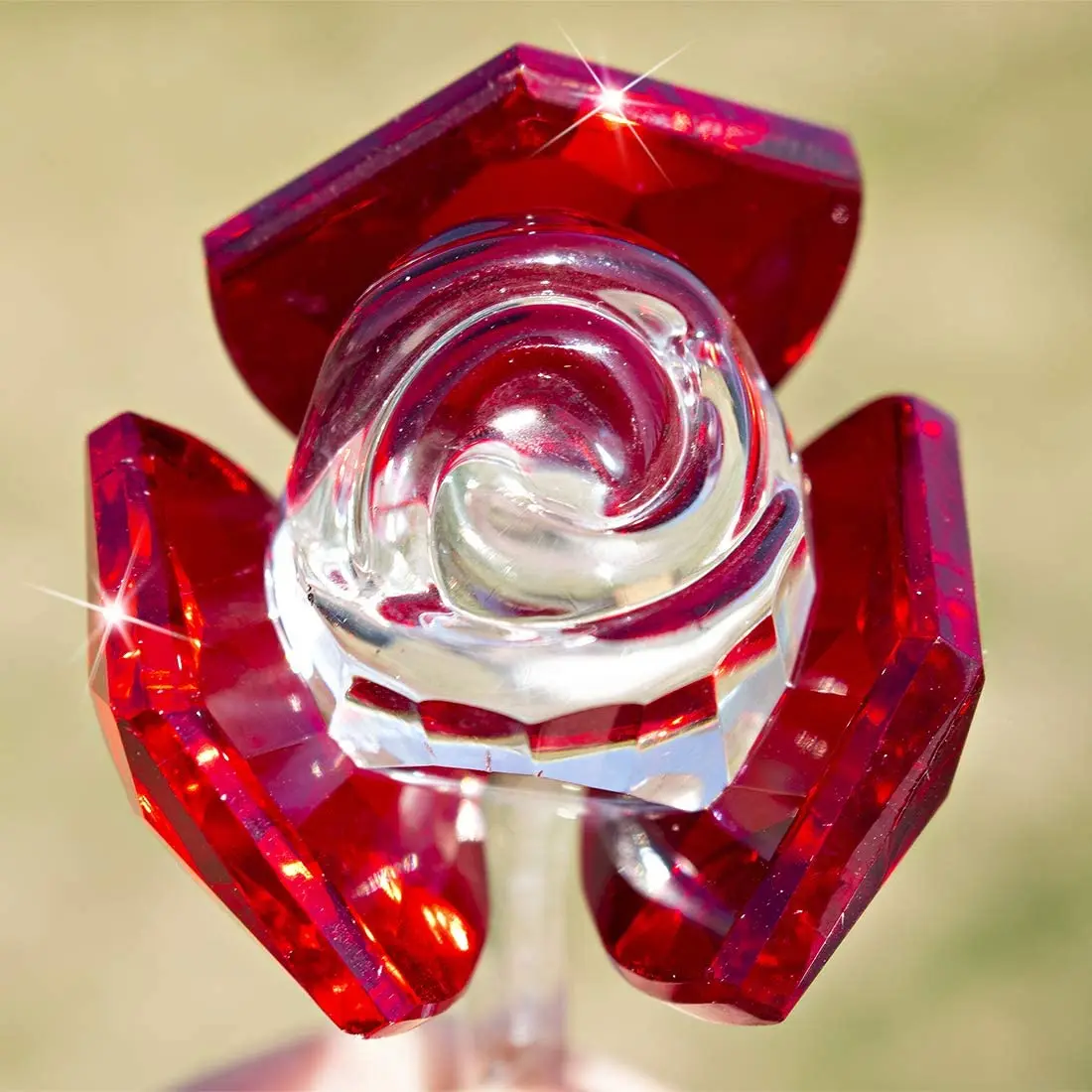 Beautiful Red Crystal Glass Rose Flower Wedding Gifts Crystal Crafts ...