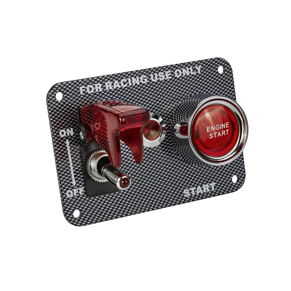 12V 24V Carbon Fiber Racing Car Boat Toggle Switch Panel Start Car ...