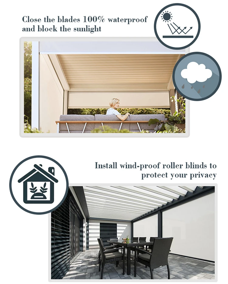 Aluminum Waterproof Louver Gazebo Outdoor Bioclimatic Awning Louvre ...