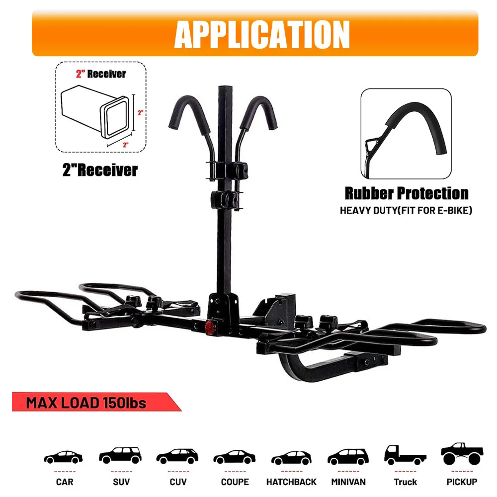 Universal Steel Platform Tray Foldable Hitch Mounted Two E-bike Bike ...