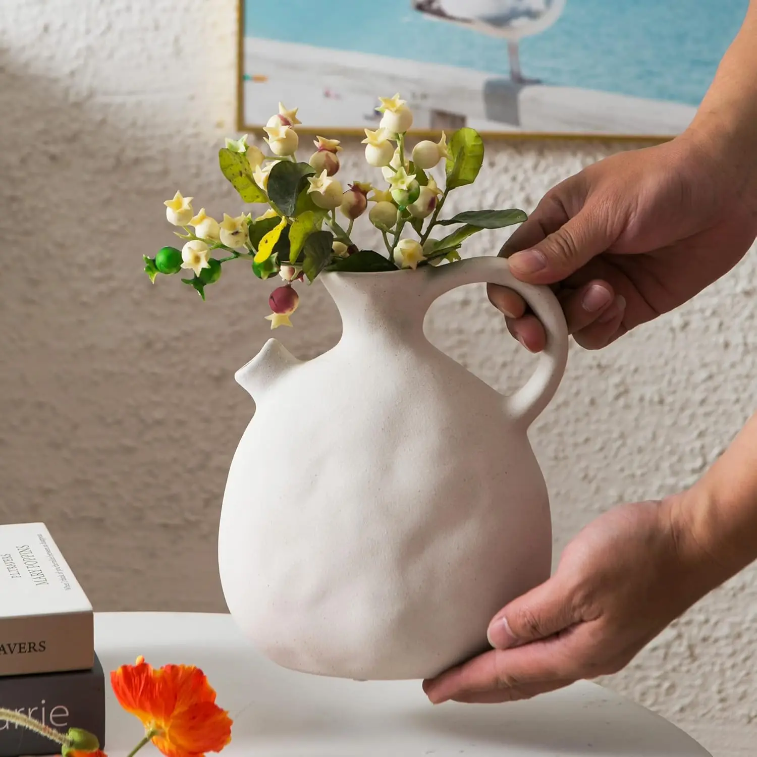 Modern Farmhouse Pitcher Home Decor Centerpieces Rustic Pottery ...