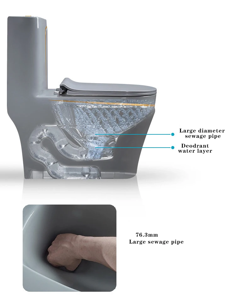 Luxury Grey Gold Bathroom - Gravity Flushing WC P-trap/s-trap