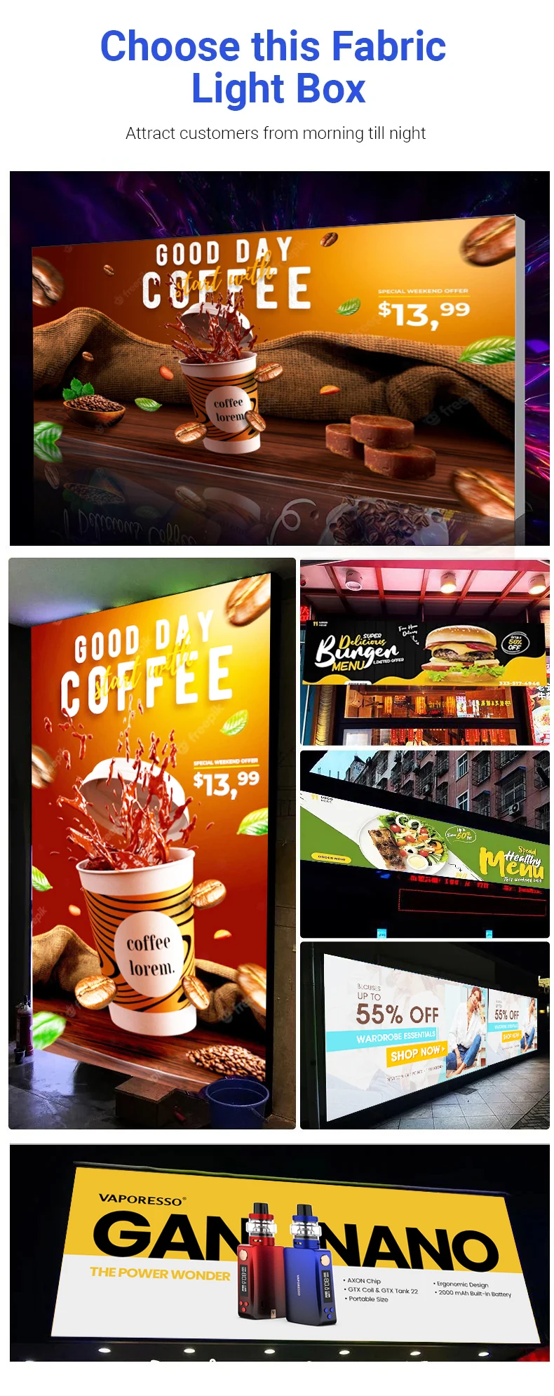 Outdoor Advertising Light Box Aluminium Alloy Poster Tension Fabric LED ...