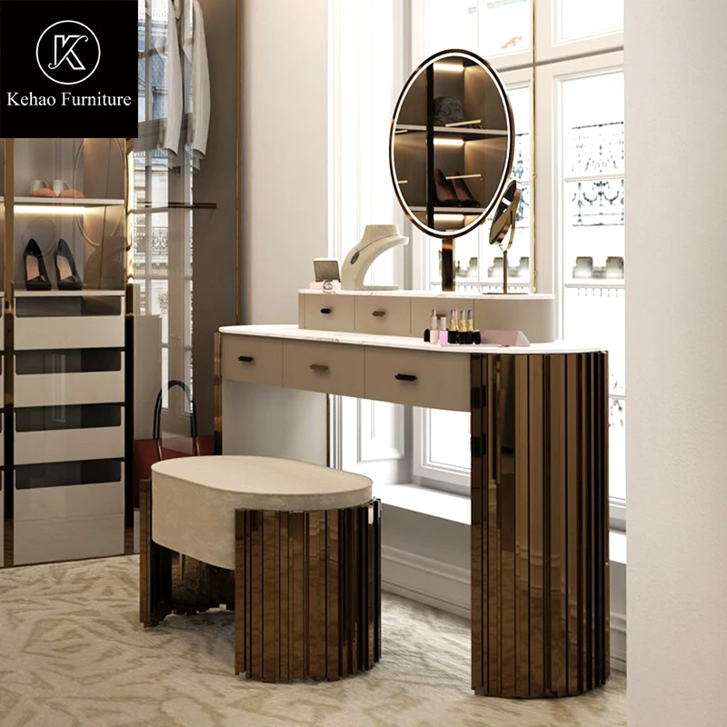 Modern Gold Legs Dressing Table Light Luxury Makeup Table Bedroom ...