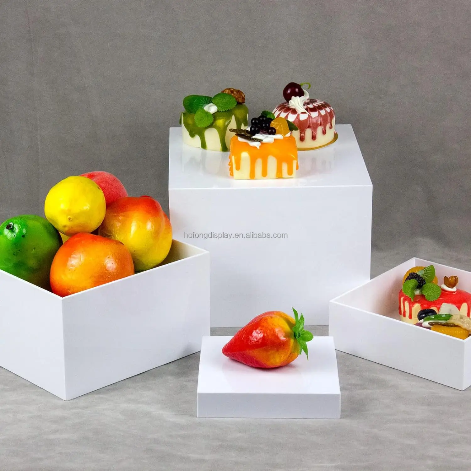 White Acrylic Food Risers - Elegant Display Solutions
