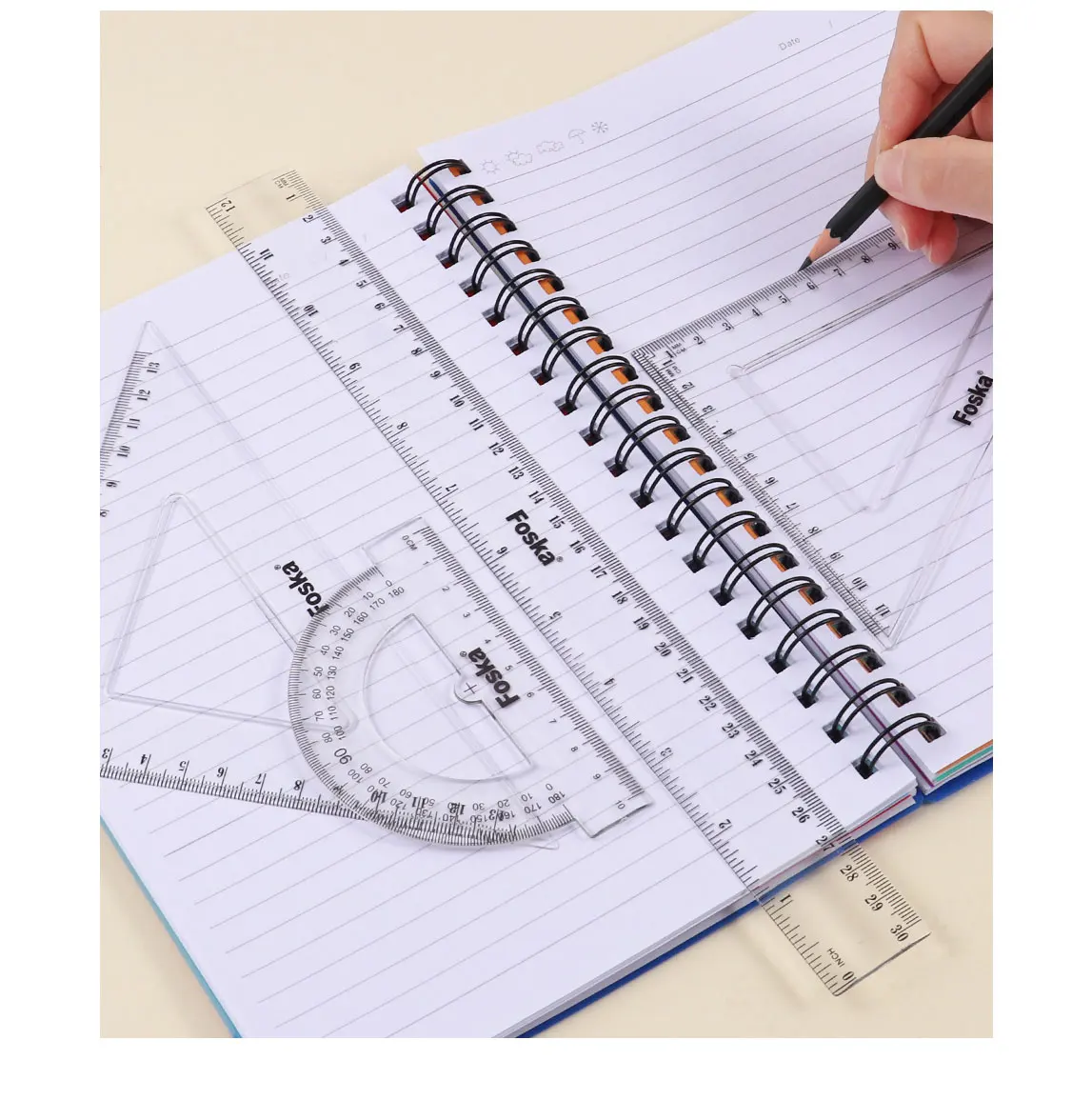 4 Pieces Students Plastic Geometric Ruler Set - Buy Ruler Set,School ...