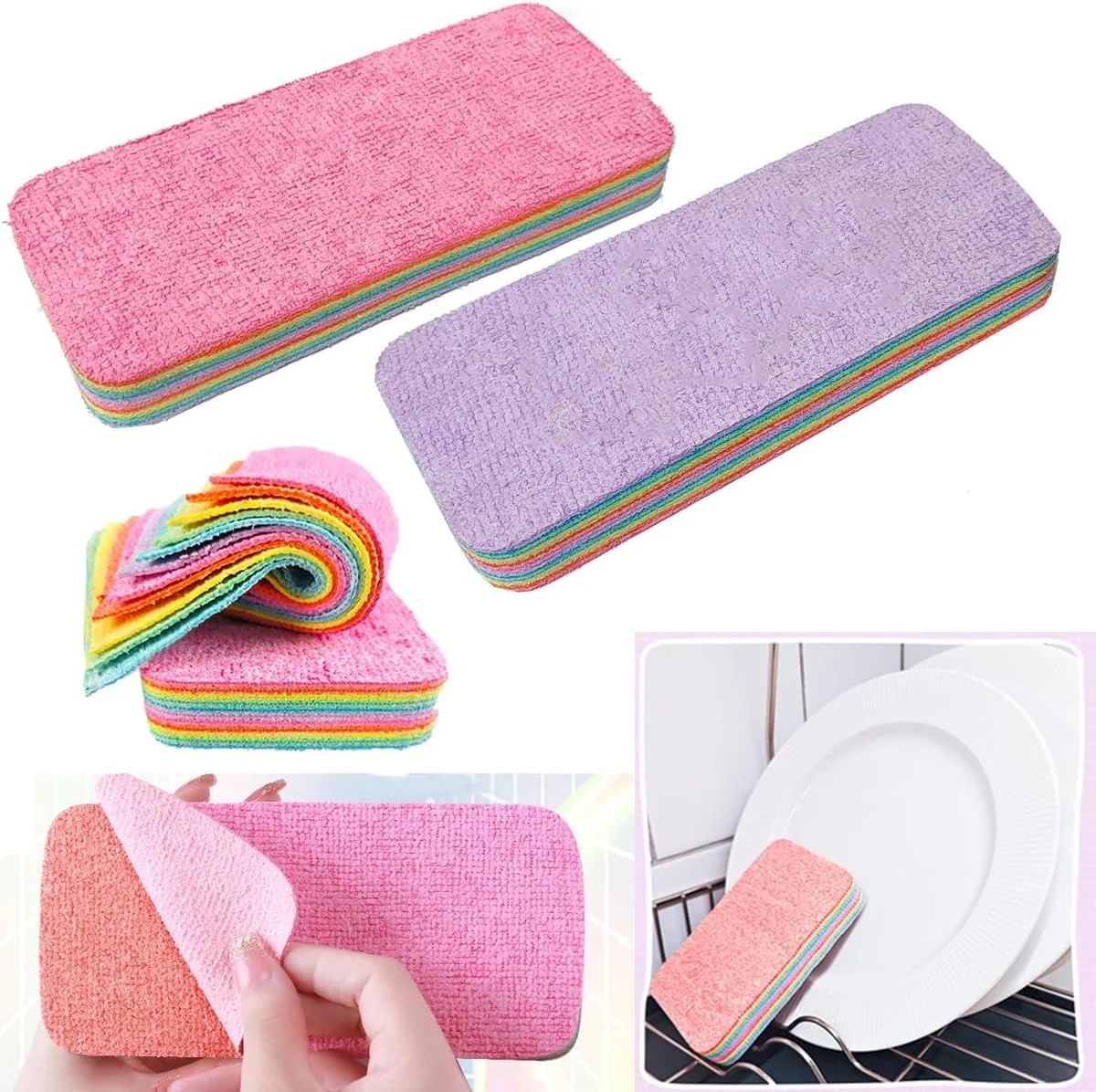 12ply Kitchen Cloth Pva rainbow Sponge Multi-layer Home Fast Rebound ...