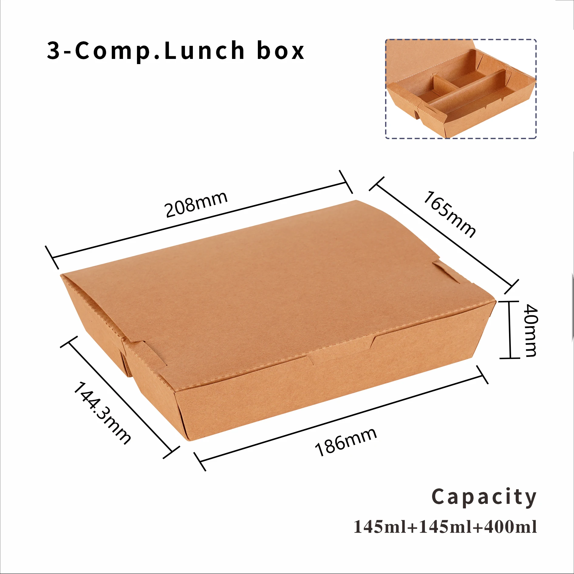 Disposable Lunch Paper Box - Multi Compartment Container