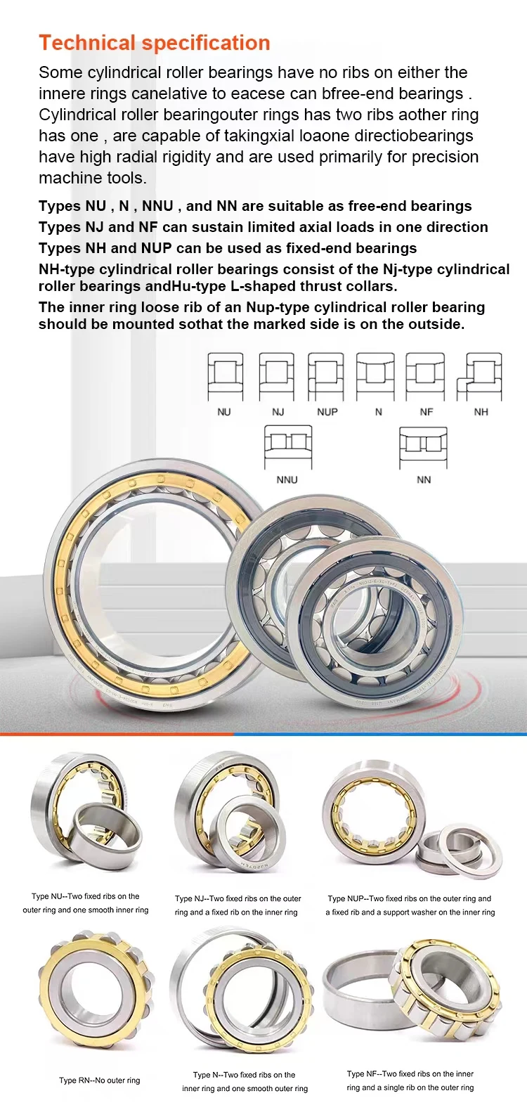 Cylindrical Roller Bearing Nup308 Nj309em Nu310ecp Rn311 Sl312 Ecj Ecm Skf Roller Bearing For ...
