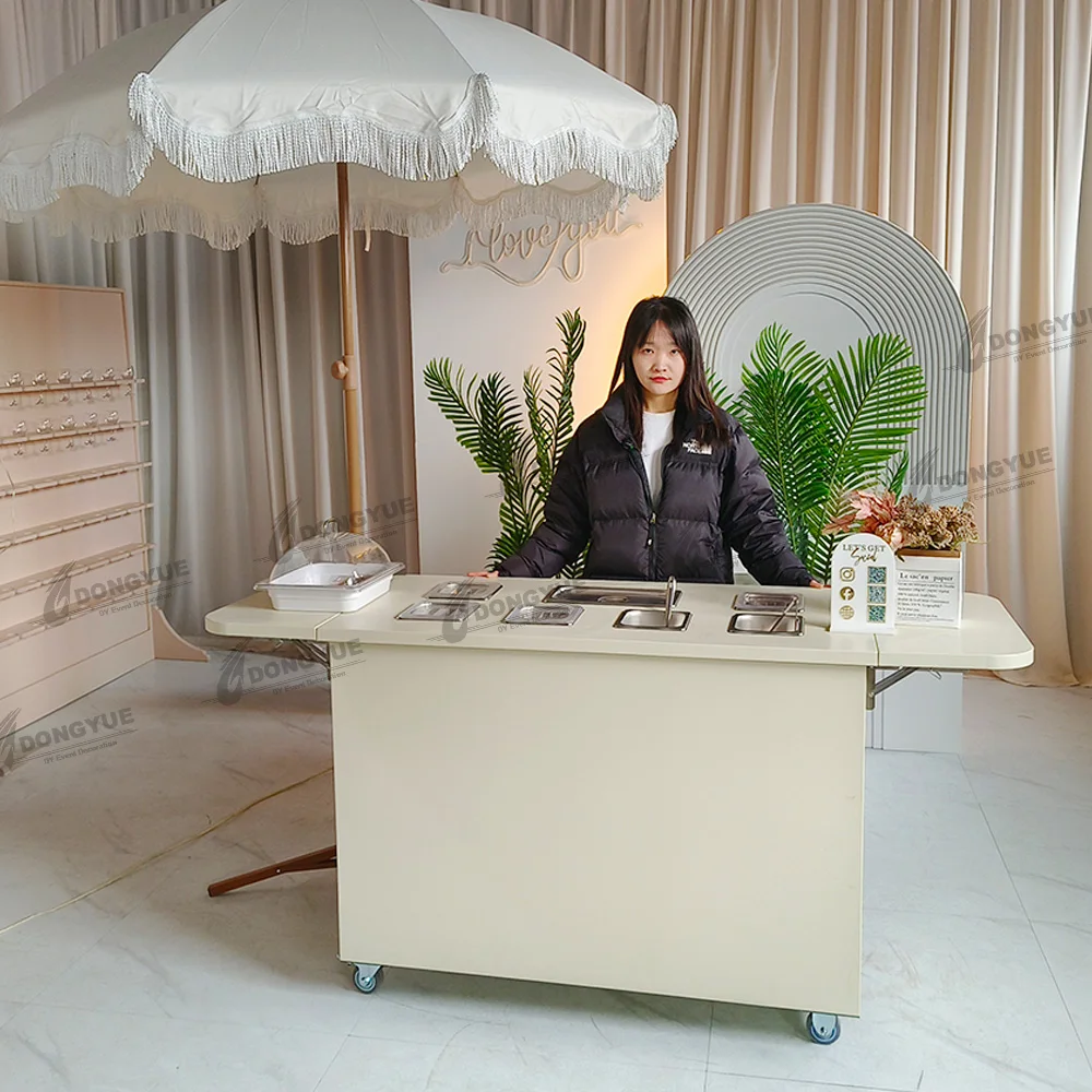 Custom White Foldable Metal Candy Cart for Weddings & Parties