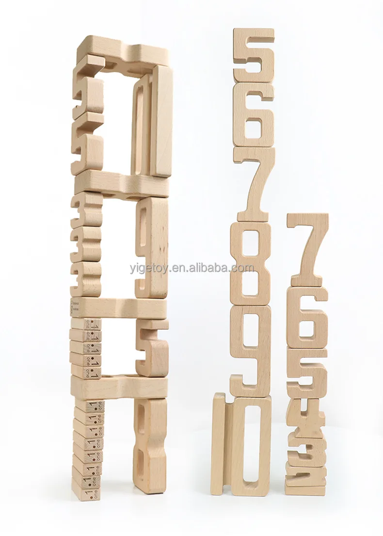 Wooden Montessori Math Building Blocks 1-10 Number Block Educational ...