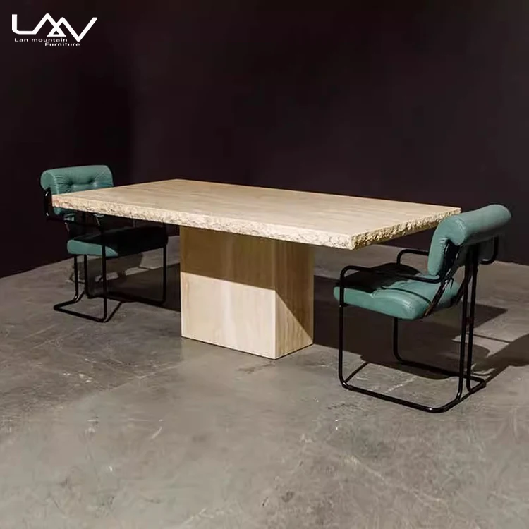 Minimalist Modern Natural Cave Stone Marble Dining Table
