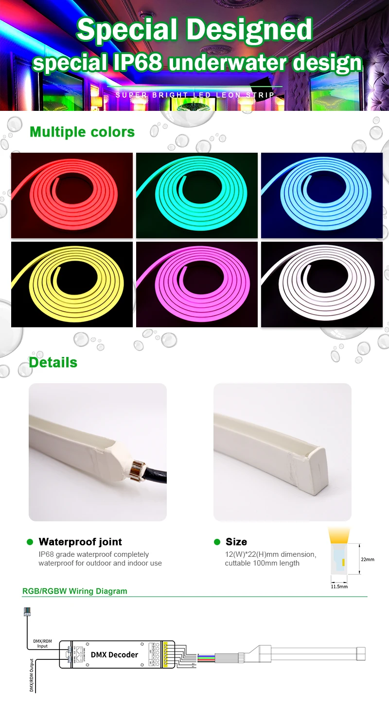 Custom Neon Sign IP68 Underwaterneon Led Strip Lights RGBW 24V ...