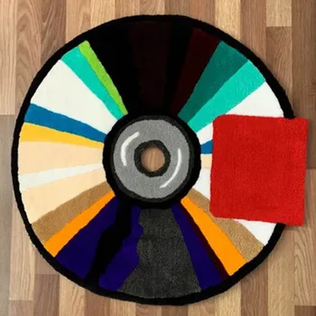 Cushioned Fluffy Game Cd Rug Round Mat Circle Carpet Round Black Rug ...