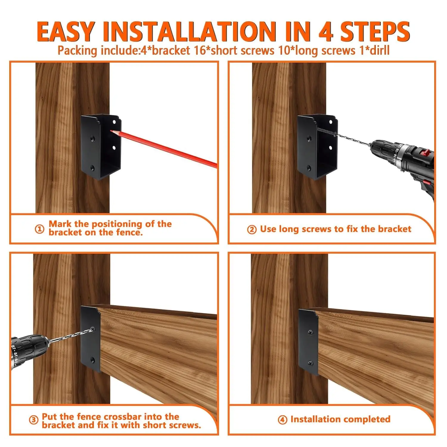 Deck Railing Brackets Connectors Heavy Duty Steel Concealed Brackets ...