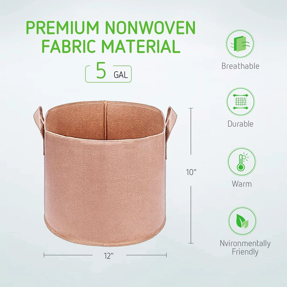 Hydroponic Fabric Pot 10 Gallon Felt Planter Grow Bag For Plants ...
