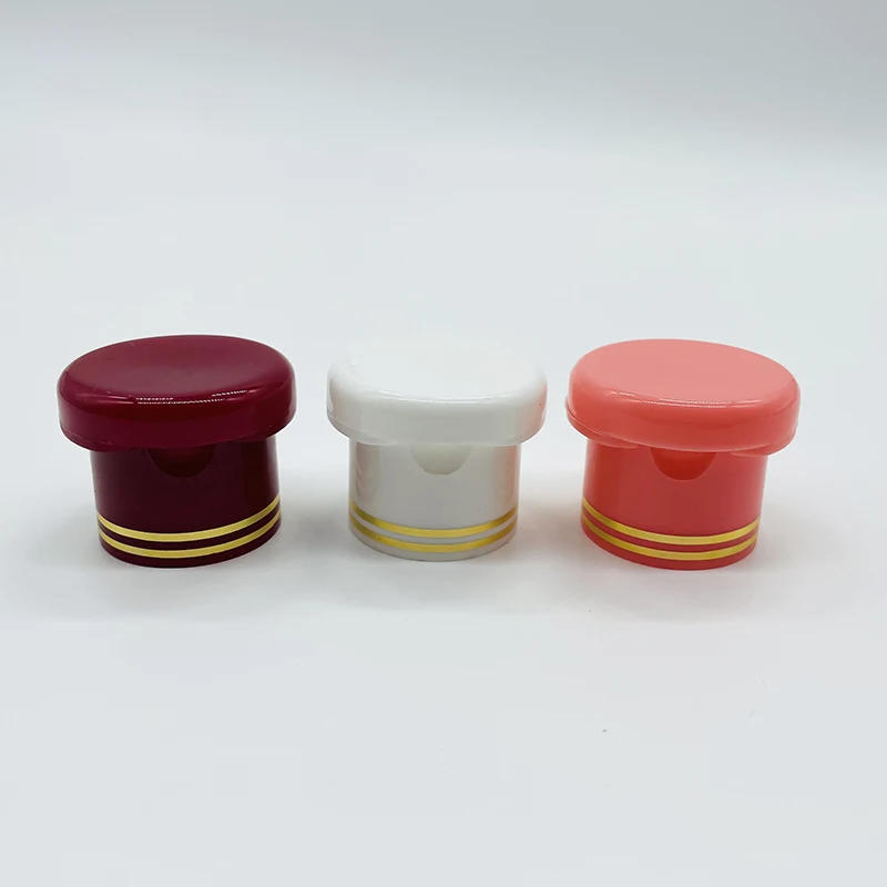 Custom Color Plastic Bottle Caps Double Gold Ring Flip Top Cap 24/410 ...