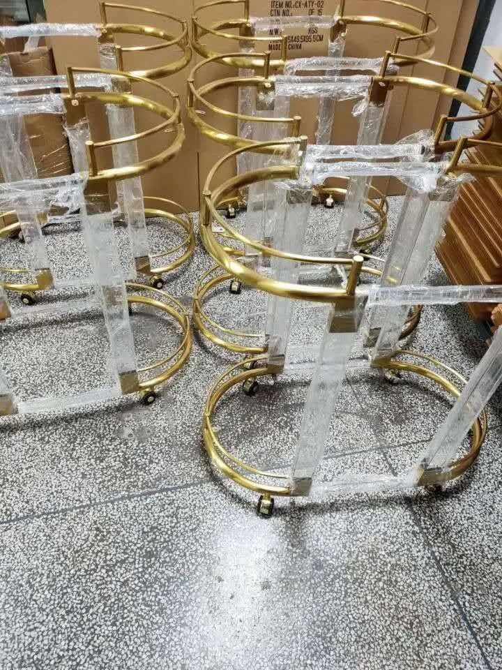 Luxury Assembly 3 Tier Lucite Rolling Cart Arabic Acrylic Bar Carts ...