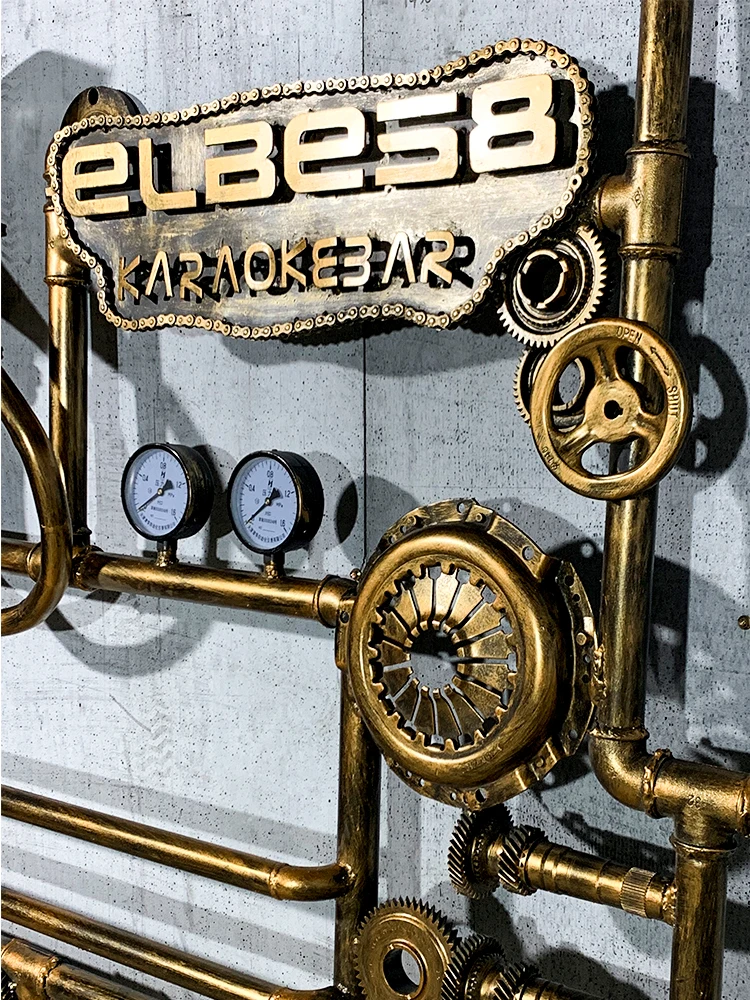 Punk Style Bar Decoration - Custom Industrial Metal Gear Pipe Wall Decor