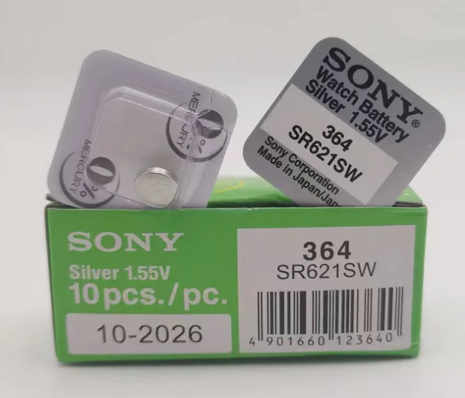 Sony 364 Original 1.55V Silver Oxide Watch Battery 364 SR621SW