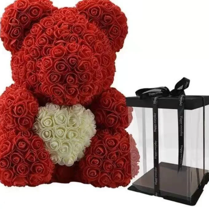 AF4502 Top Quality 25cm and 40cm Teddy Rose Bear With Gift Box Flower ...