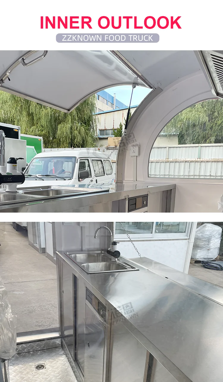 Fiberglass Mobile Kitchen Fast Food Truck Van Street Vending Trailer ...