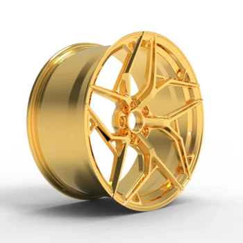 Five Spokes Gold Color Monoblock Forged Wheel Car Wheel Rims 20x8.5 ...