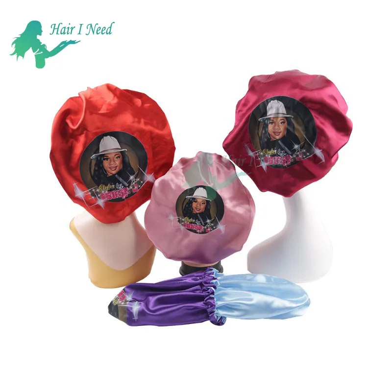 Free Shipping Custom Bonnets Satin Women Sleeping Cap Soft Reversible ...