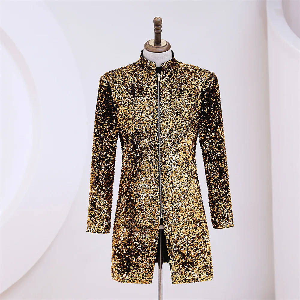 Mens Stylish Nightclub Stage Singer Costume Suit Jacket Party Stand ...