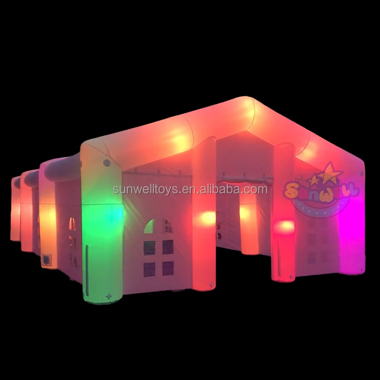 Portable Large Party Tent House Black LED Light Inflatable Cube Party ...
