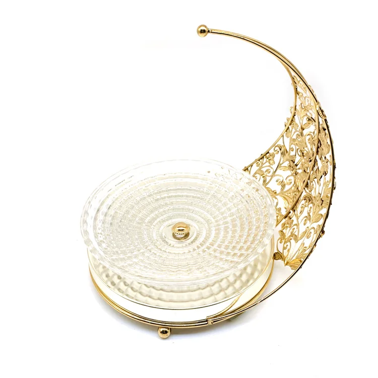 Arabic Turkey Glass Cake Dish Plate Gold Metal Iron Candy Plate Fruit ...