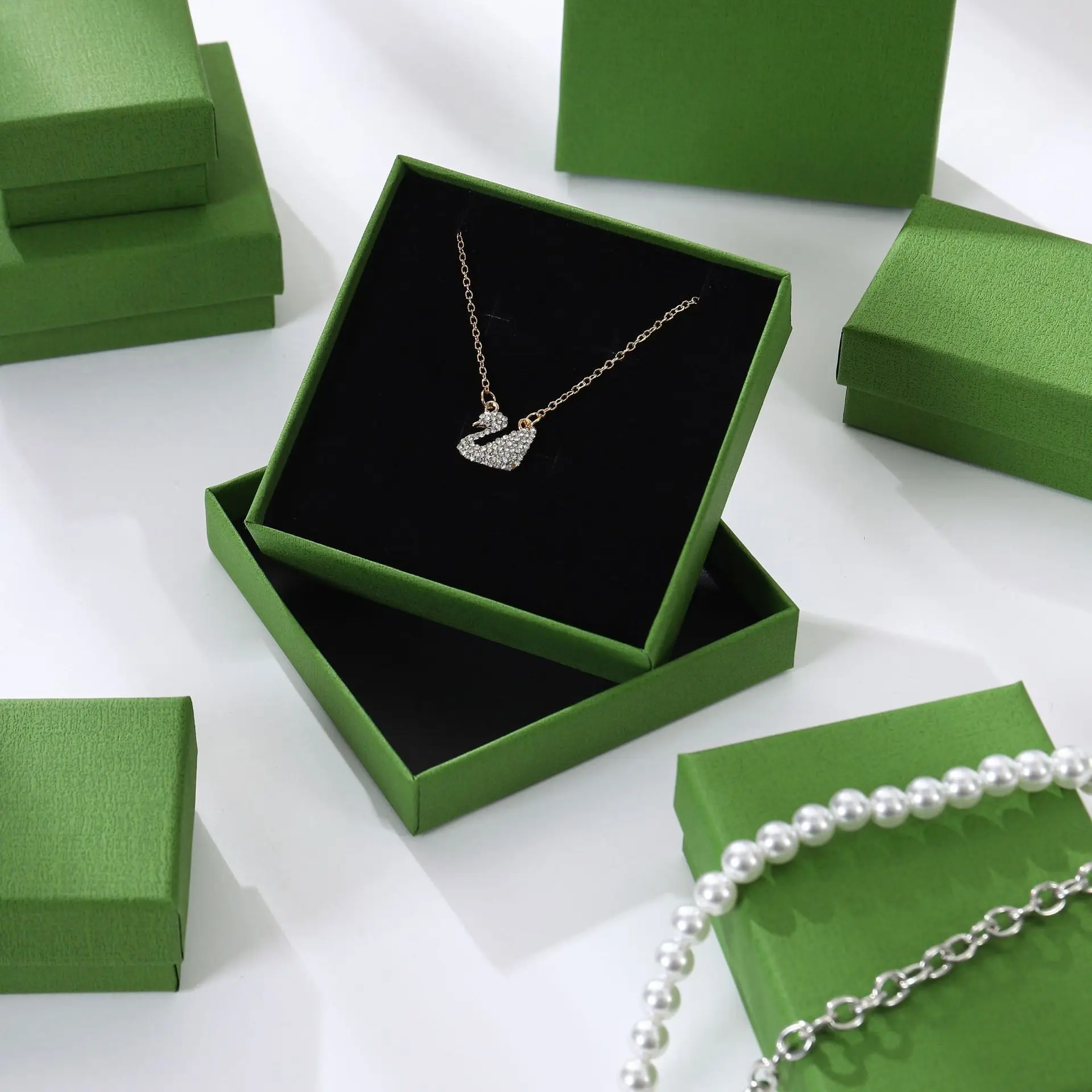 Eco Friendly Luxury Drawer Cardboard White Pink Black Small Necklace ...