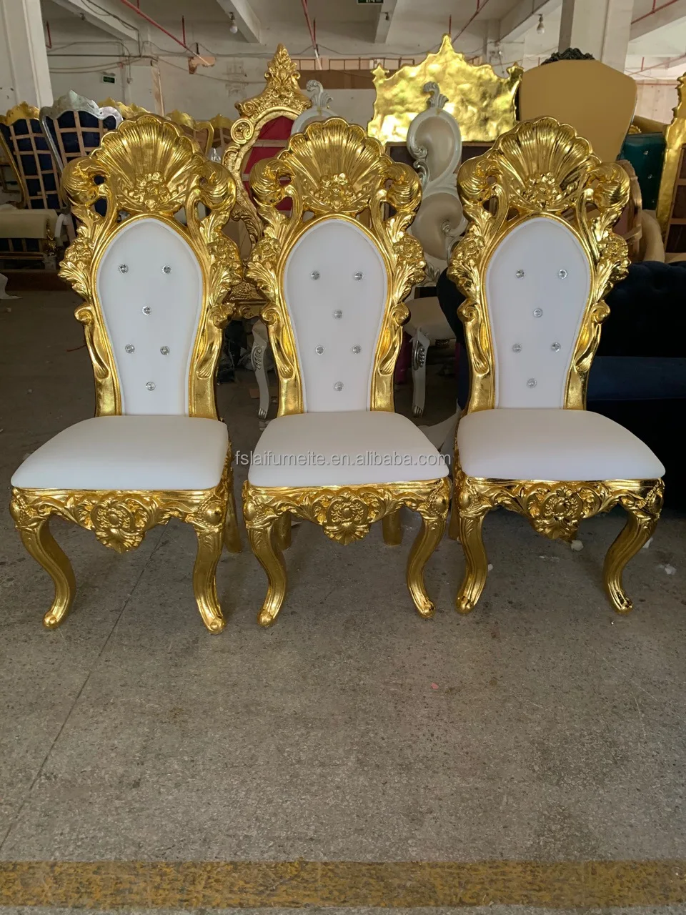 Luxury Royal King Wedding Adult Throne Sofa Wooden White and Gold PU ...