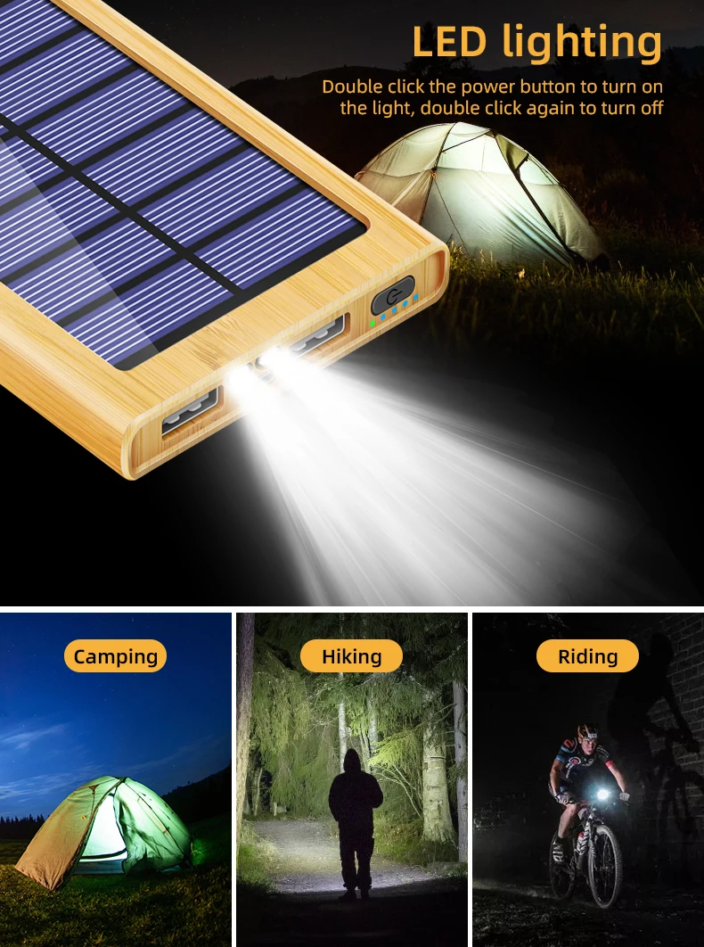 Custom Outdoor Fast Charging Mobile Eco Friendly Wood Power Bank 10000mah