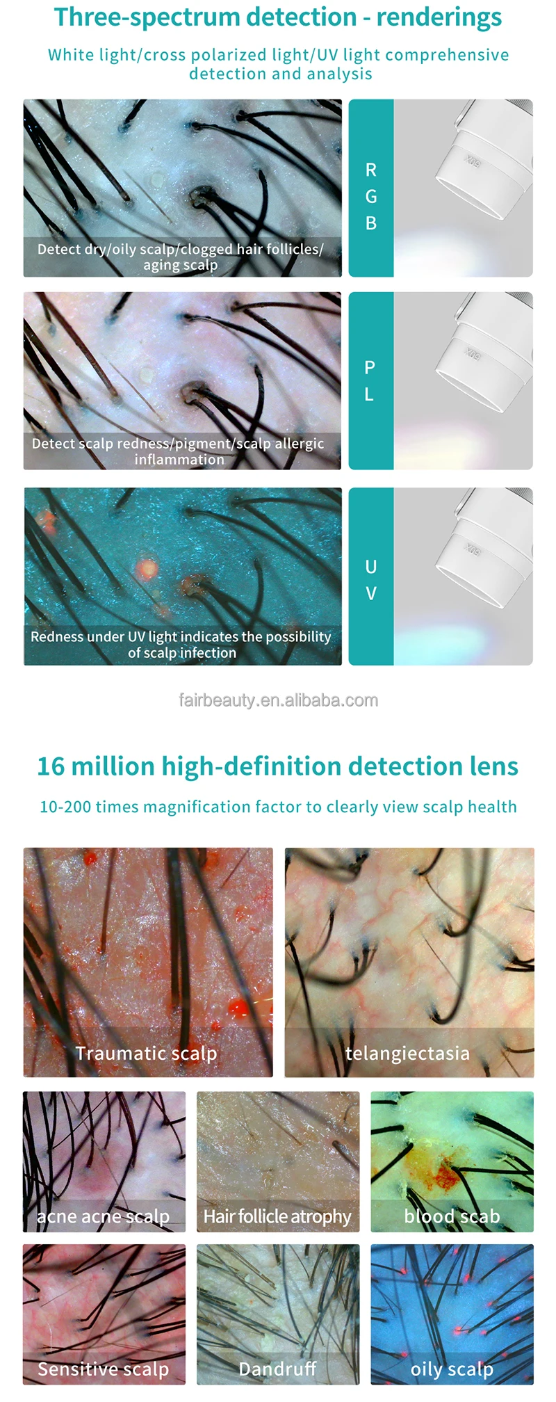 Professional Handheld Scalp Scanner - HD Hair Follicles Detector