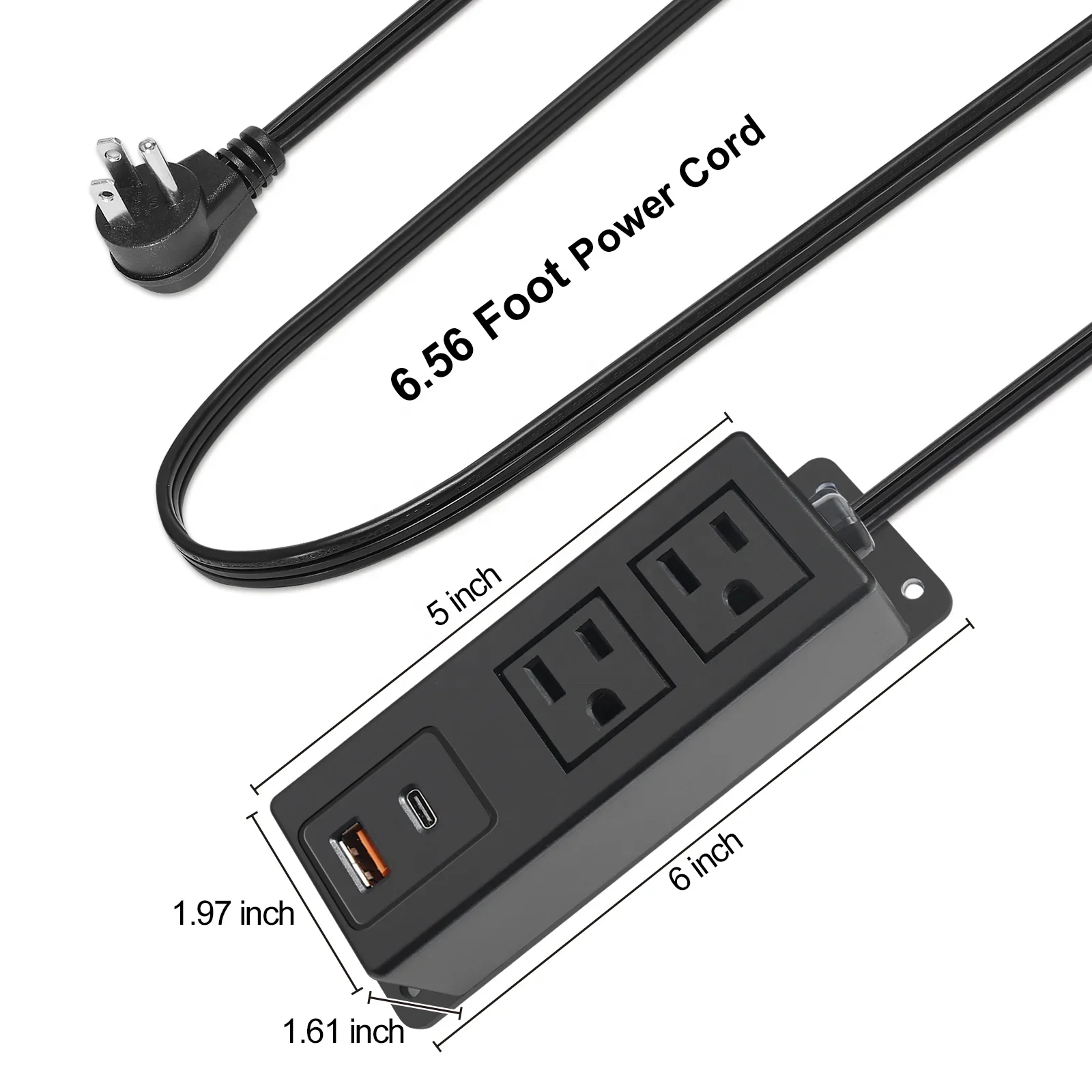 Under Desk Desktop Mounted Us Power Strip Socket Outlet With 2 Ac Power ...