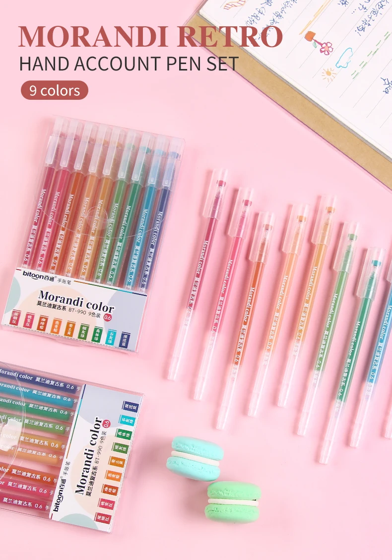 Wholesale Morandi Hand Account Neutral Pen Set Student Office Supplies ...
