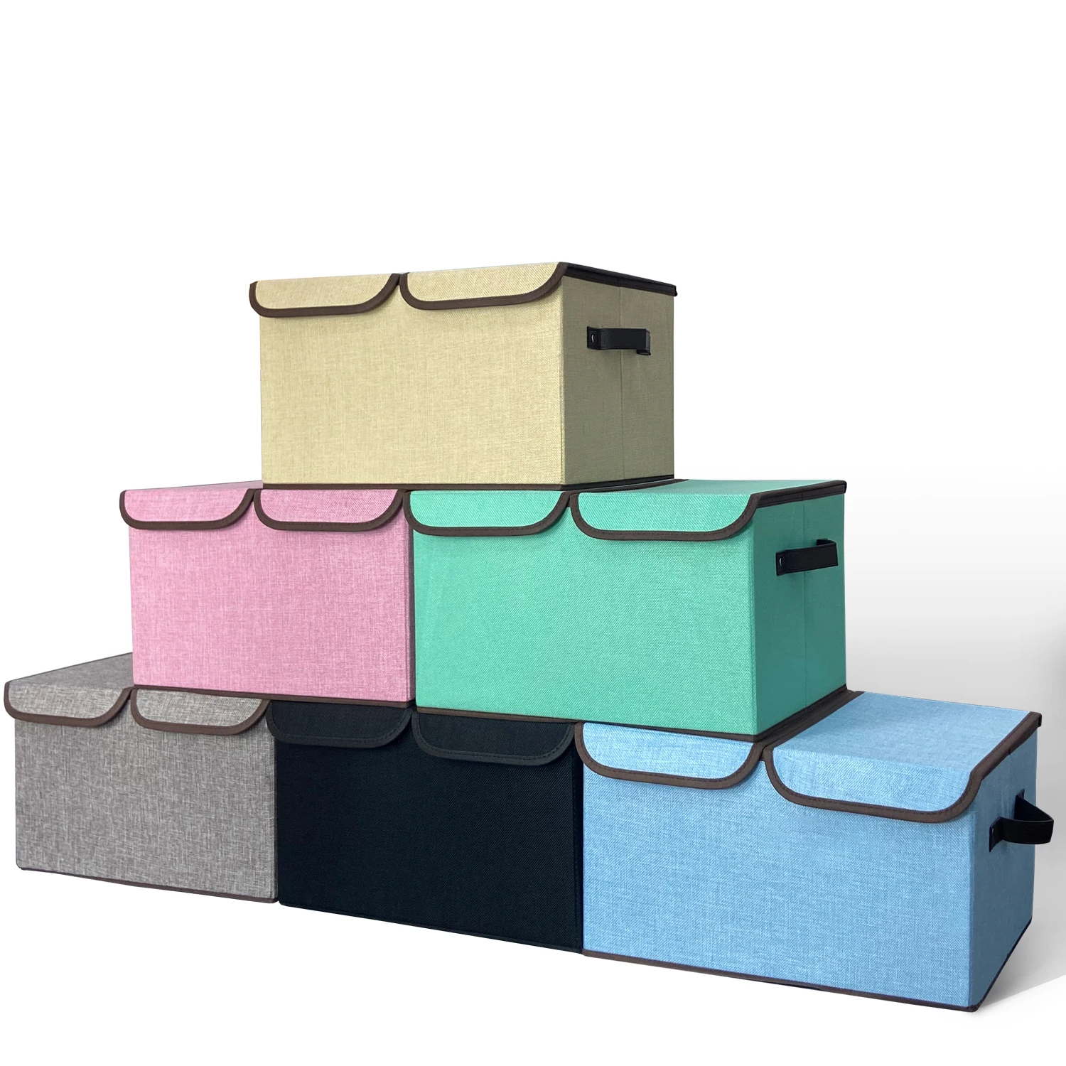 Practical Foldable Linen Fabric Storage Box Bin - 45x30x25 Cm