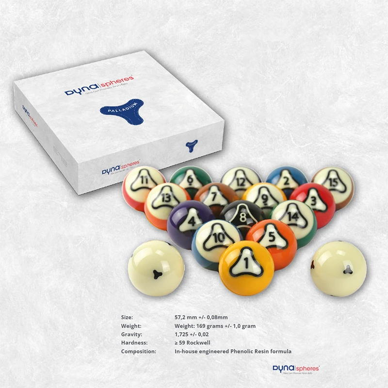 Dyna Spheres Pool Balls - Professional 57.2mm Billiards