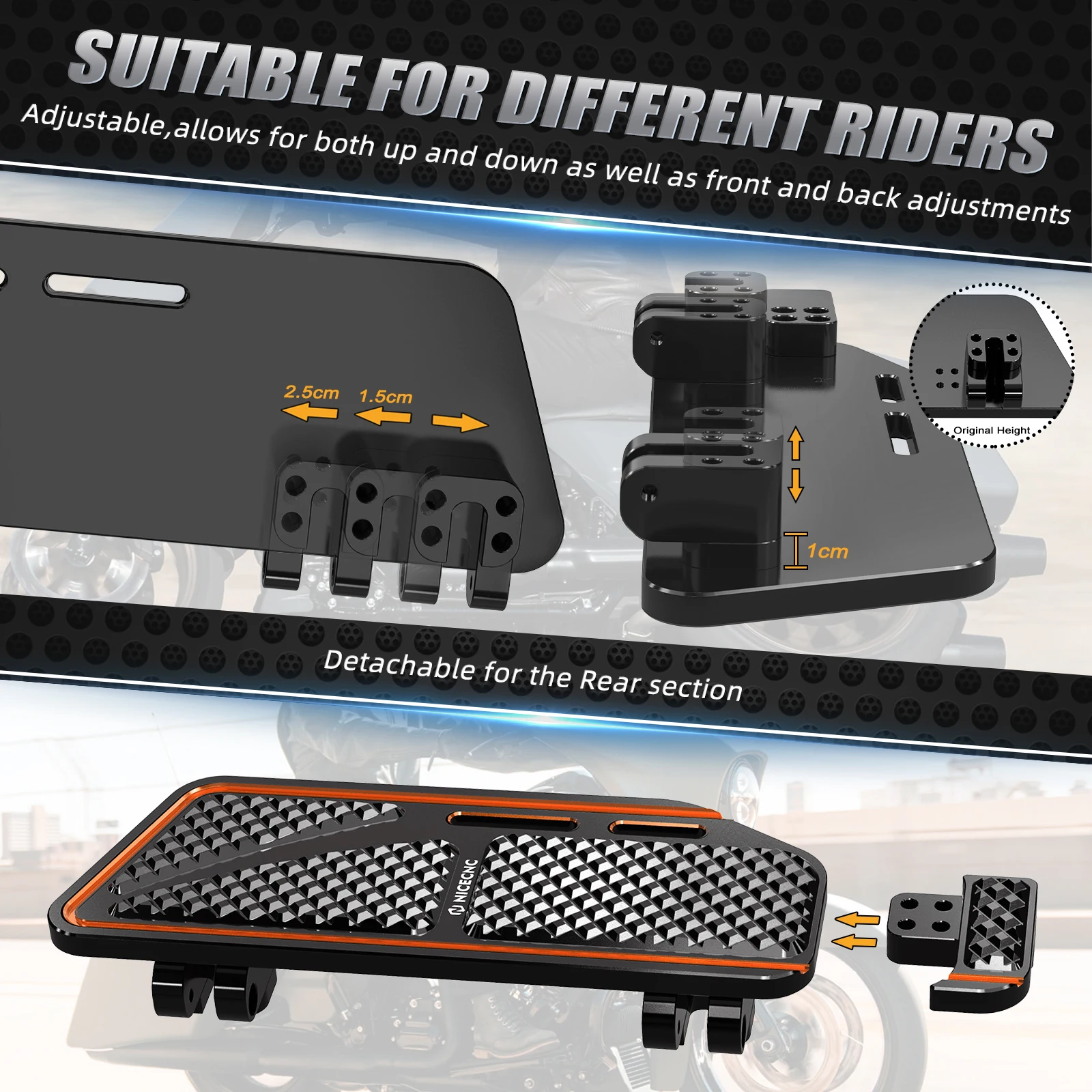 Nicecnc Enlarged Footrest Rider Footboard for Harley Road Glide