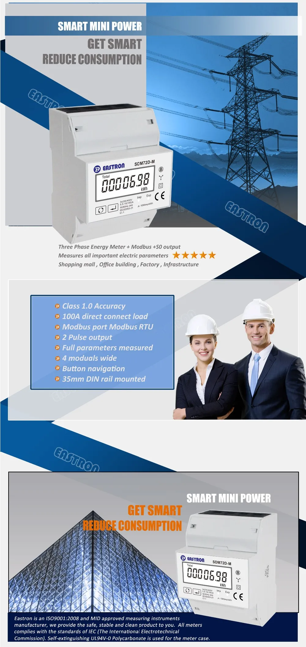 Sdm72dm V2 Eastron Power Meter Digital Panel Meter Deye Electronic ...