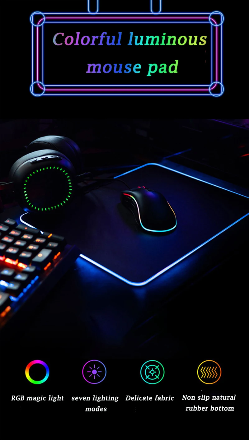 Custom Print Large Led Rgb Mouse Pad Gaming Mouse Mat Led Rgb Mousepad ...