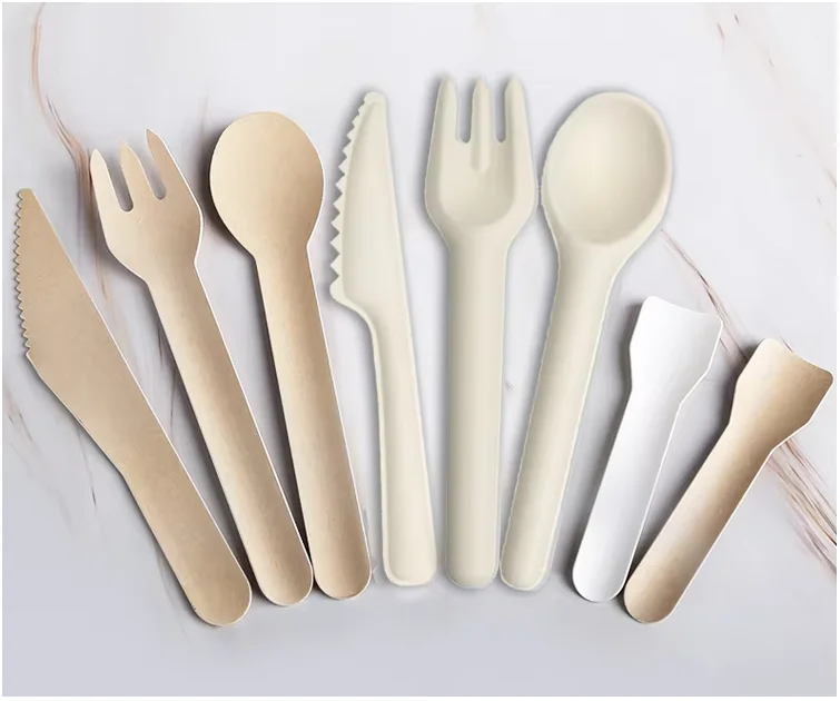 Custom Printed logo Eco Friendly Biodegradable Paper Cutlery Kit White ...