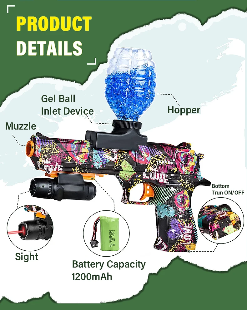 2023 Uzi Ball Pistol P90 Electric Gel Bal Blaster Sniper Toys Gun Mp5 ...