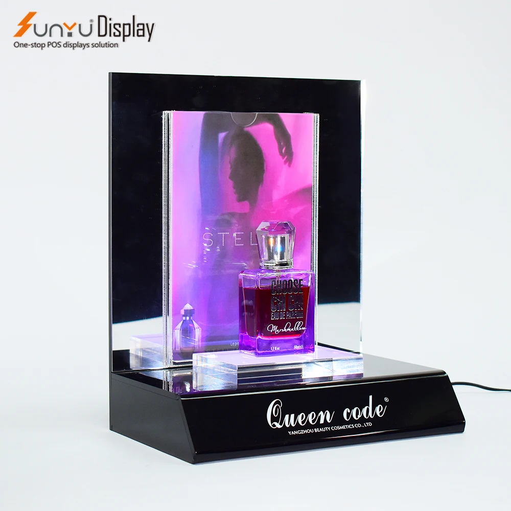 Custom Acrylic Countertop Perfume Display Stand with LED Light