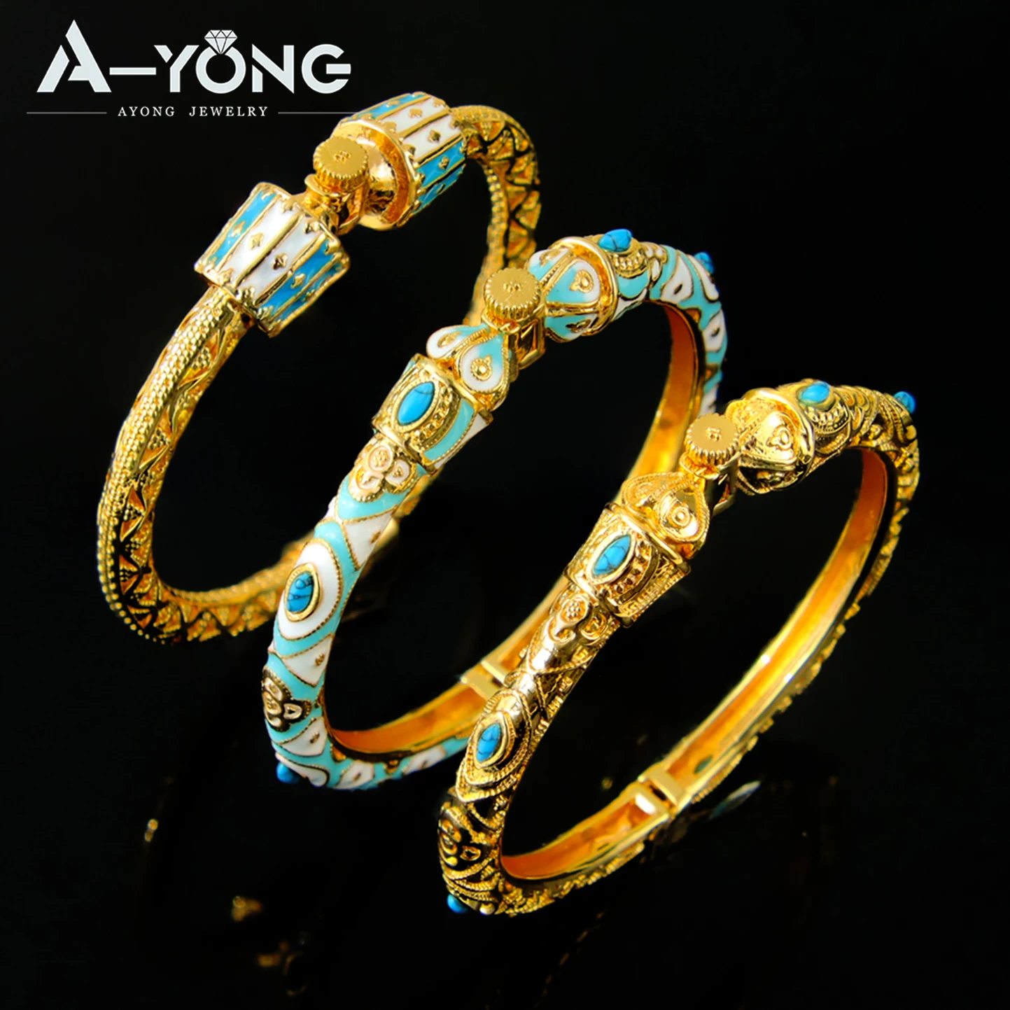 Vintage Gold Plated Bangles by AYONG - Perfect for Weddings