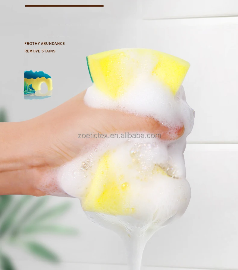 Durable Dishwashing Sponge with Double Side Scouring Pad