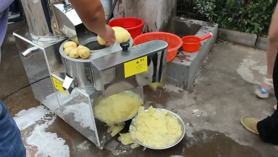 Potatoes Cutting Machines To Make Potato Chips Yam Peeling And Slicing ...